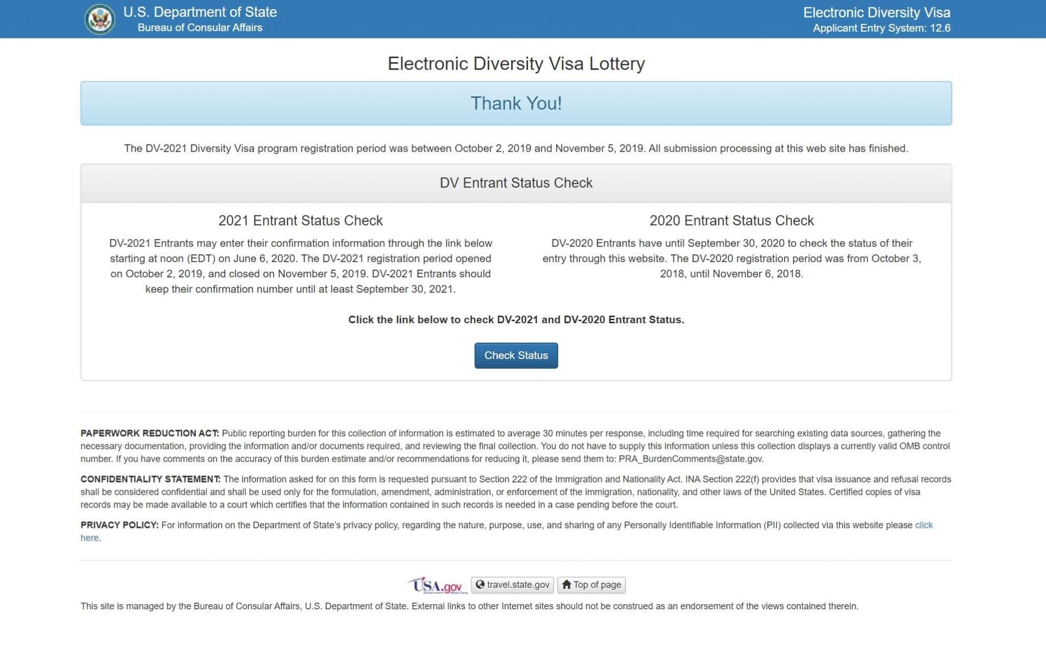 Check your EDV Lottery Result in 1 Minute | Check EDV Result